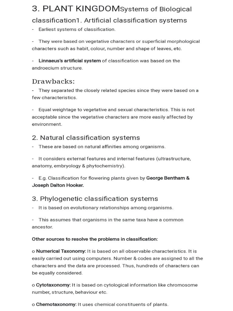 Plant Kingdom Ncert Notes | PDF