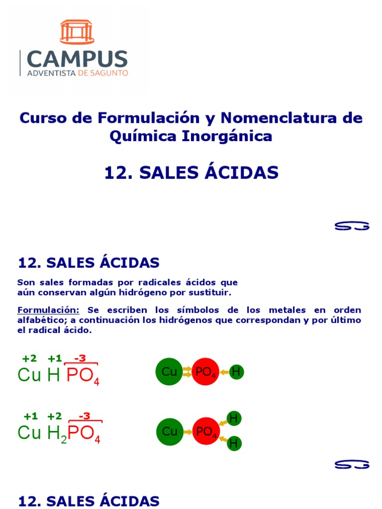 FyN QI. 12. Sales Acidas | PDF | Ácido | Sal (química)