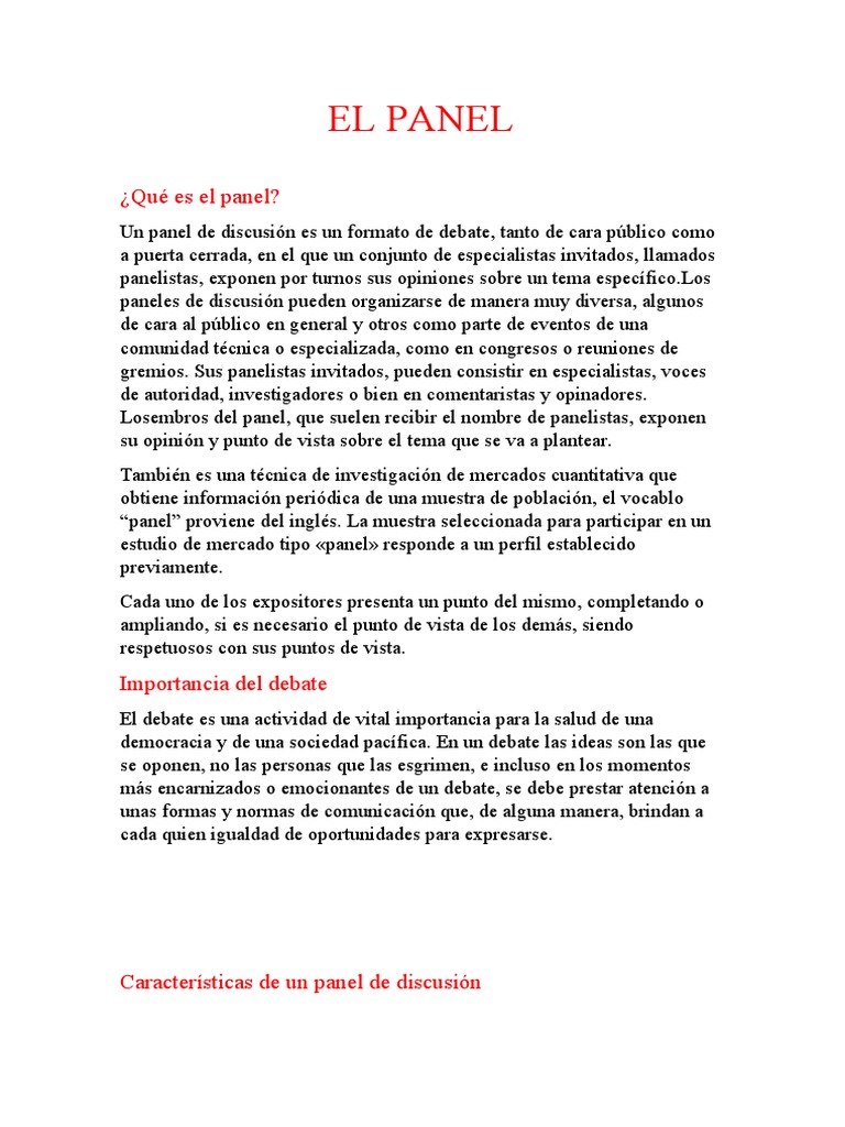 ¿Qué Es El Panel? | PDF