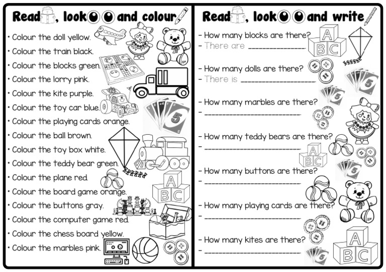 Counting and Coloring Toys Activity | PDF