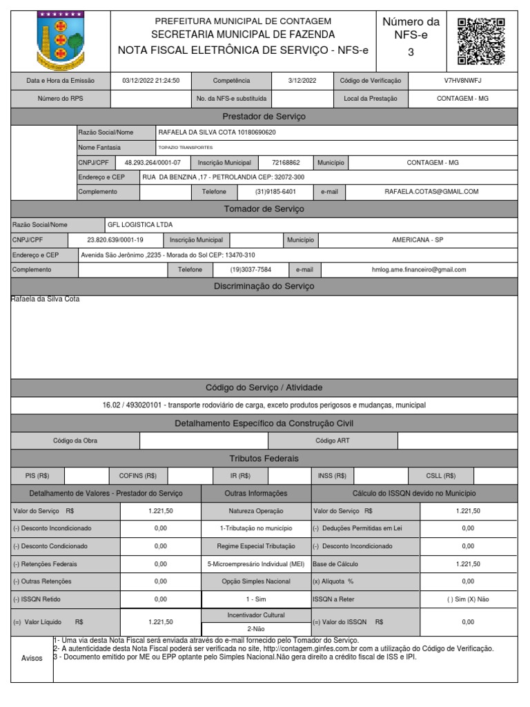 Nota Fiscal Eletrônica de Serviço - Transporte Rodoviário | PDF | Recibo