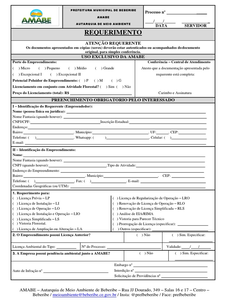 Requerimento Padrão Amabe | PDF | Economias