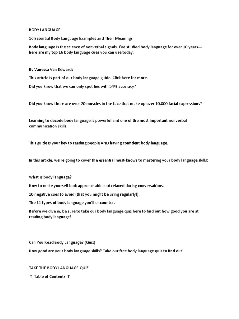 Body Language | PDF | Body Language | Smile