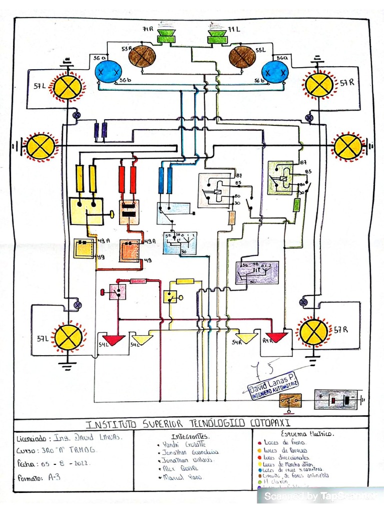 Diagrama Eléctrico Del Sistema de Luces Del Automovil | PDF