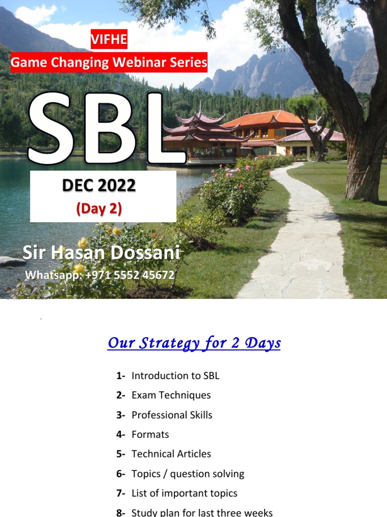 Day 2 - SBL Practice To Pass by Hasan Dossani (DEC 2022) | PDF | Corporate Social Responsibility ...