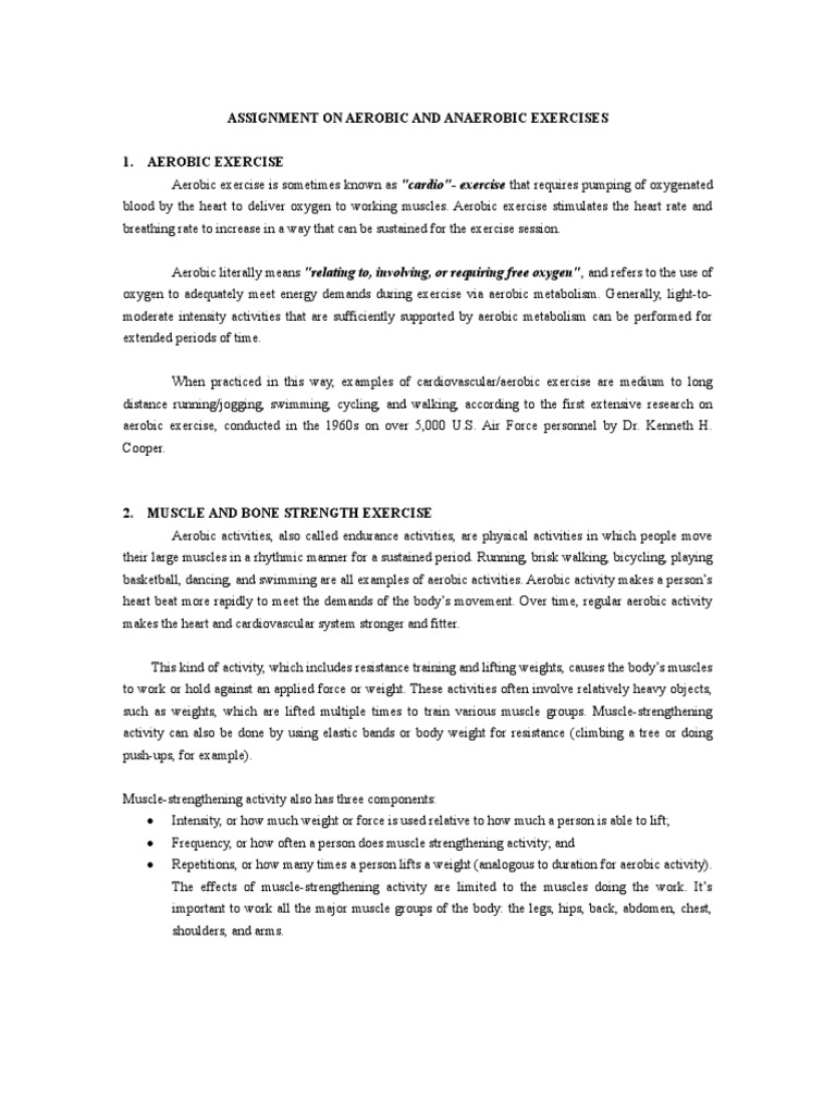 PE (Aerobic & Anaerobic) - Assignment | Download Free PDF | Aerobic Exercise | Strength Training