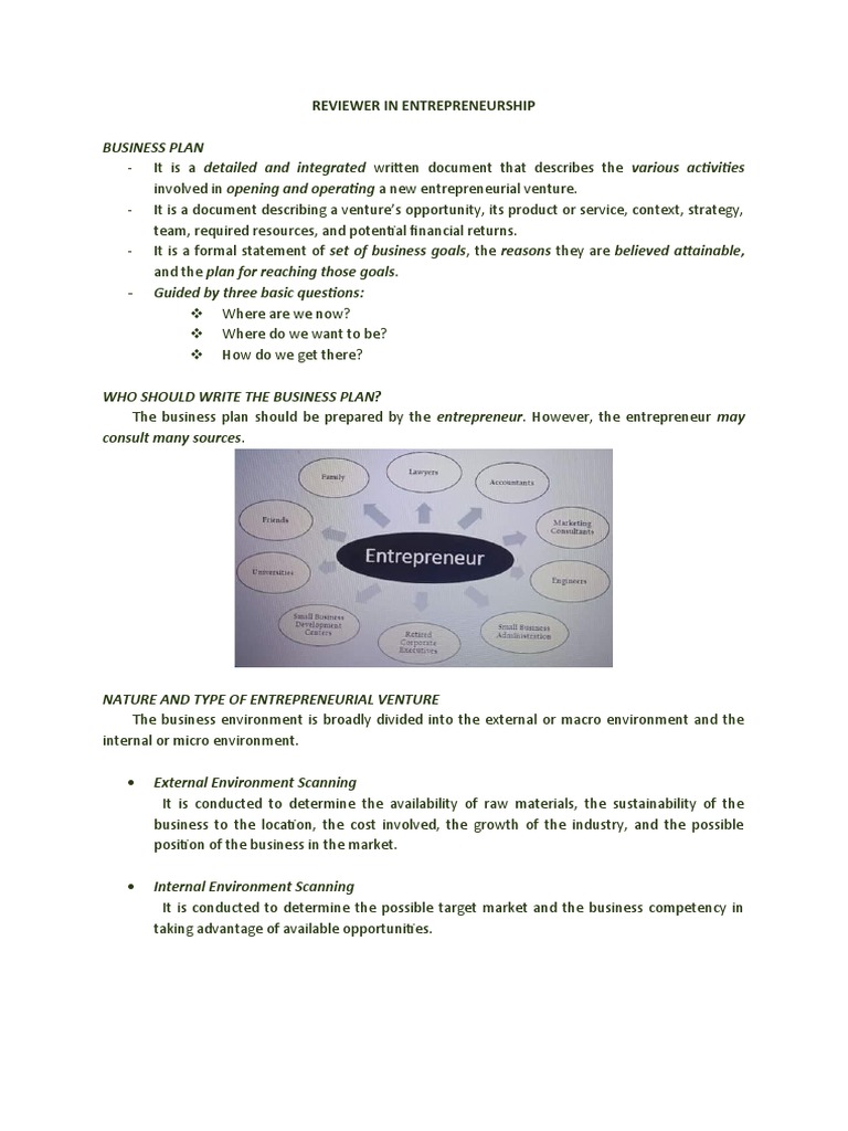 REVIEWER IN ENTREPRENEURSHIP (Business Plan) | PDF | Entrepreneurship ... REVIEWER IN ENTREPRENEURSHIP (Business Plan) | PDF | Entrepreneurship ...