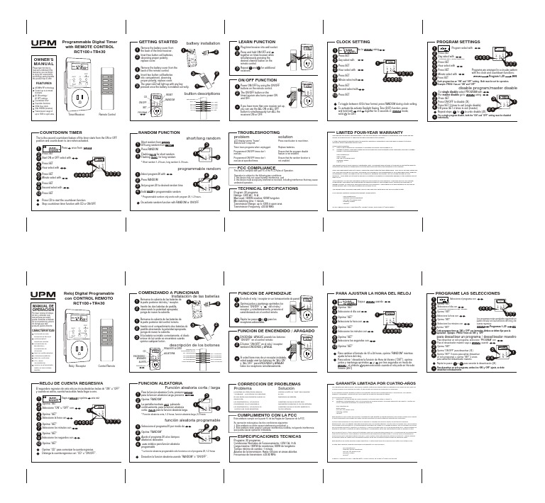 2013.08 RCT100 +TR430 Manual | PDF | Timer | Clock