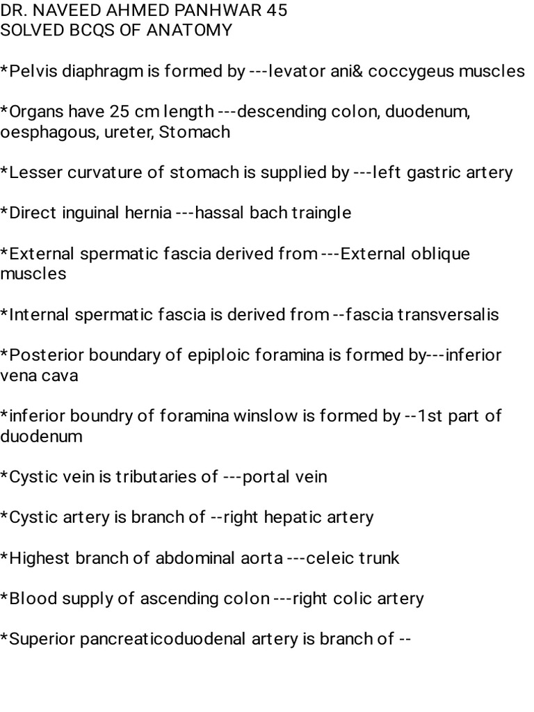 S8) ANATOMY (Past Solved) | PDF S8) ANATOMY (Past Solved) | PDF