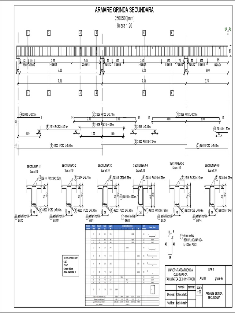 Plan Cofraj Si Armare Grinda Secundara - Mois - Gheorghe - Catalin ...