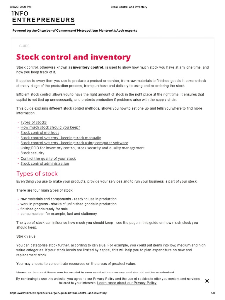 Stock Control and Inventory | PDF | Radio Frequency Identification ...