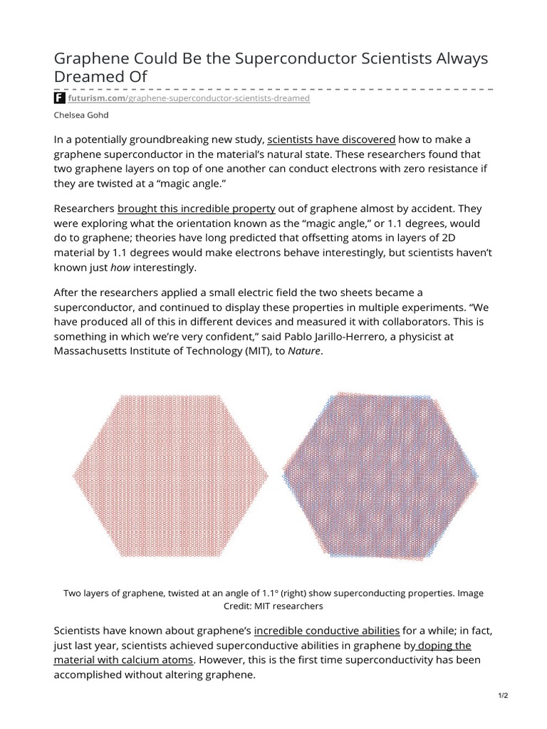 Super Conductor Pdf Superconductivity Graphene