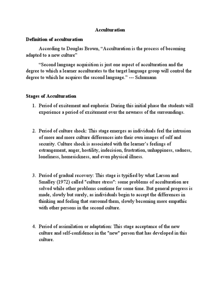 Acculturation | PDF | Second Language | Second Language Acquisition