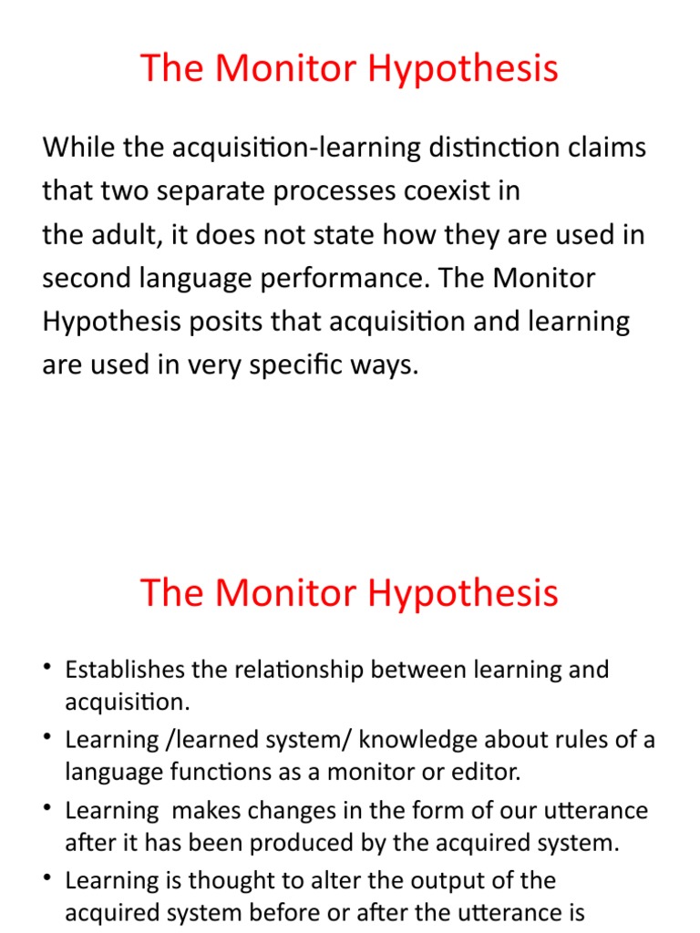 Monitor Hypothesis | Download Free PDF | Second Language Acquisition ...