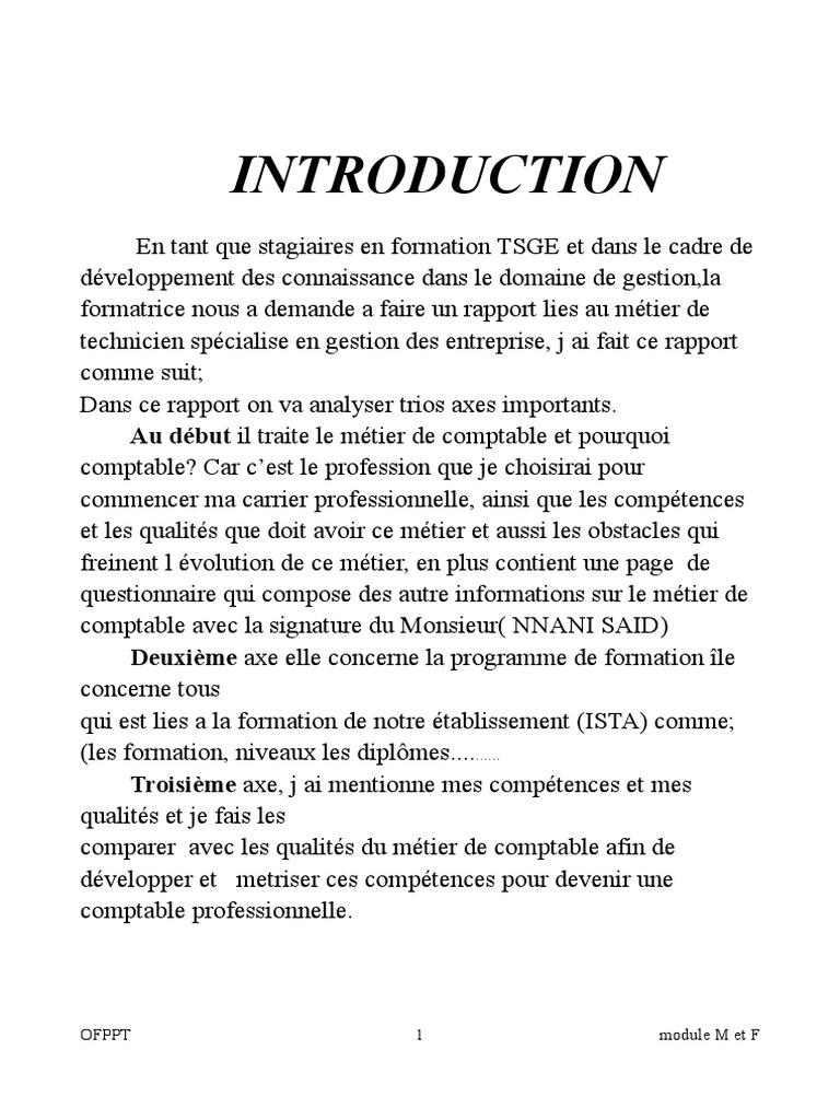 Rapport sur le métier de comptable | PDF | Compétence (Ressources ...
