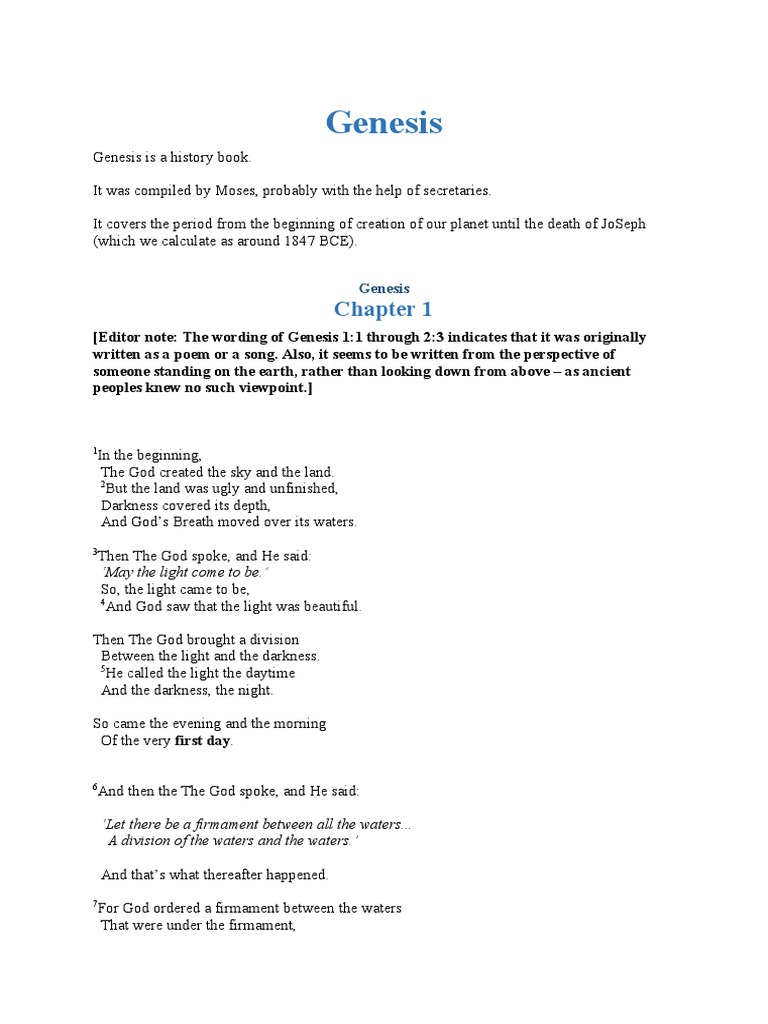 Overview of Genesis Creation Story | PDF | Cain And Abel | Ham (Son Of ...