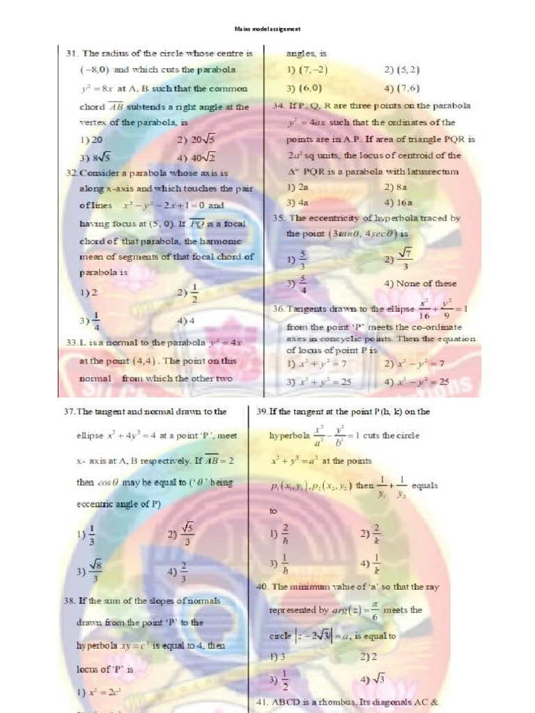 Mains Model Assignment Overview | PDF