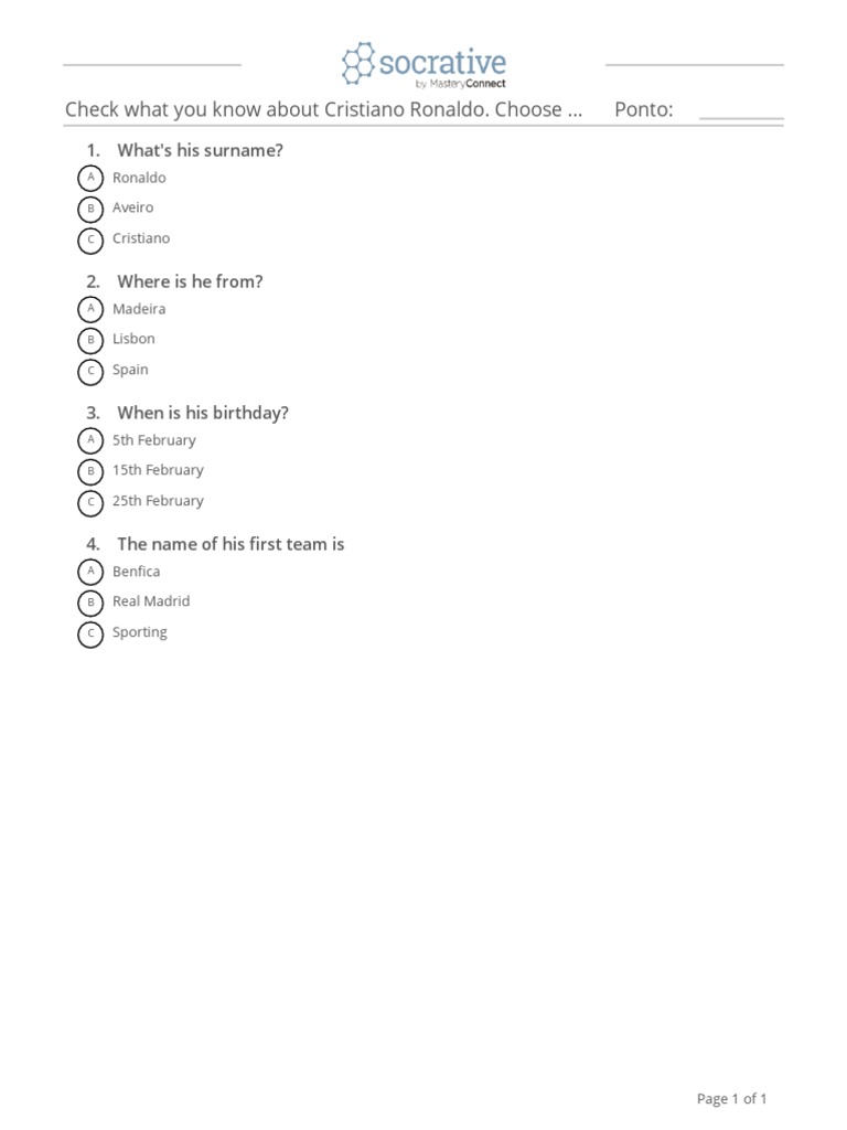 Socrative Quiz | PDF