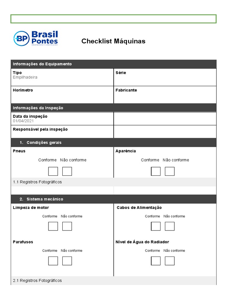 Checklist Veículos Entrada e Saída | PDF | Freio | Tecnologia de veículos