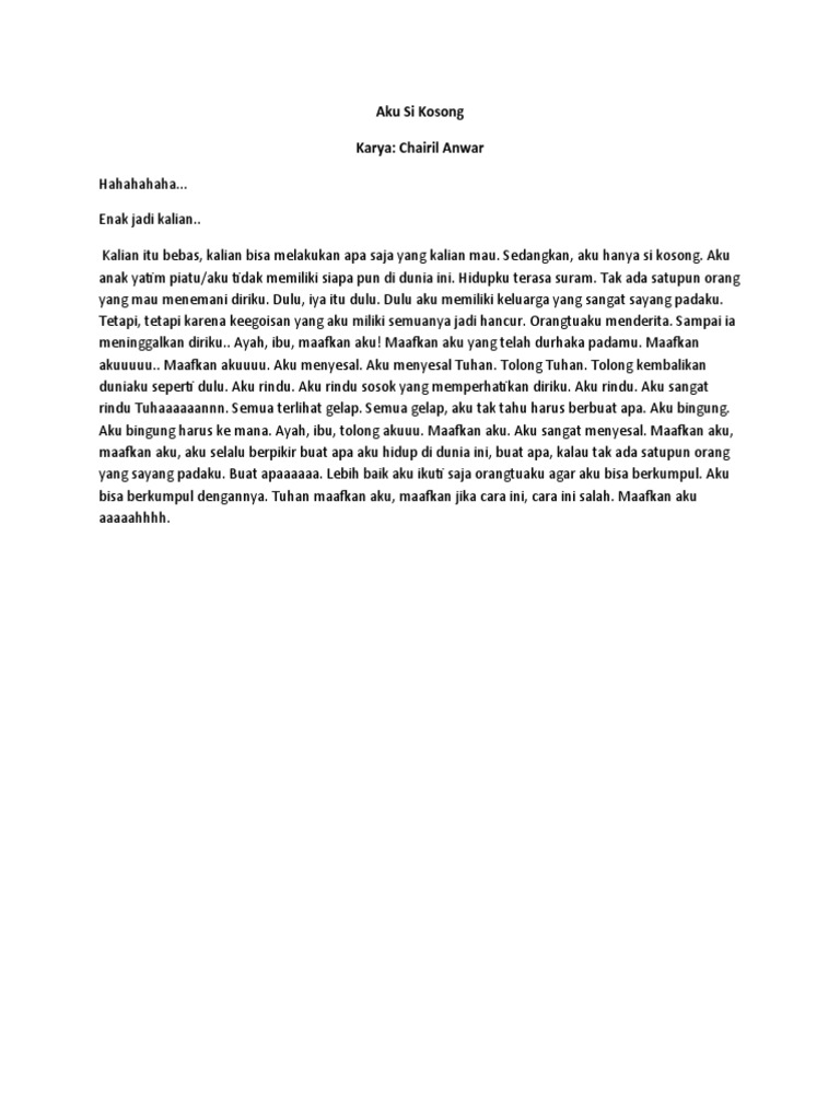 Monolog Aku Si Kosong-WPS Office | PDF