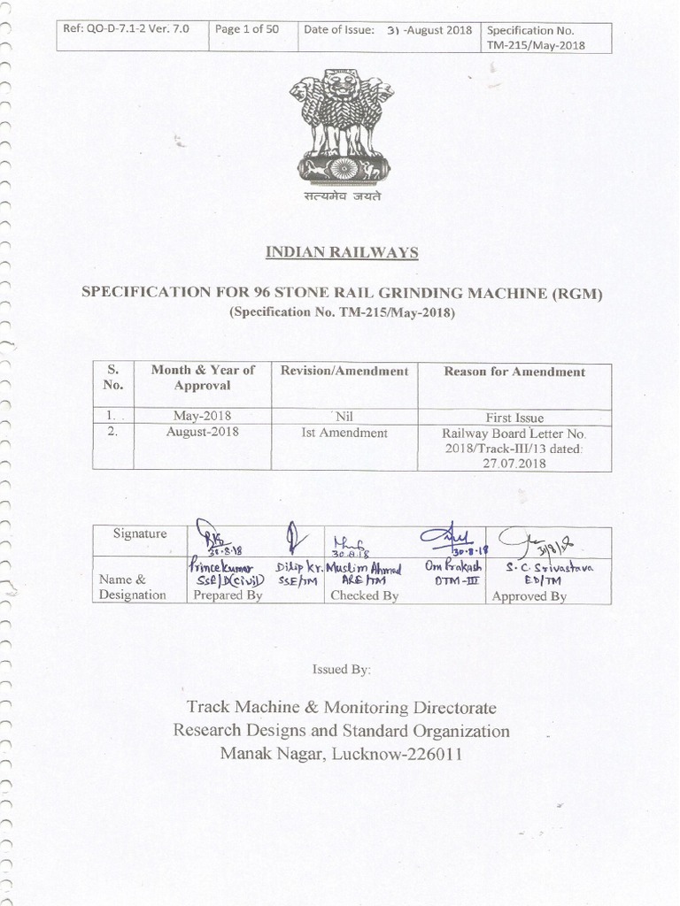 96-Stone RGM Spec Approved by ED-TM | PDF