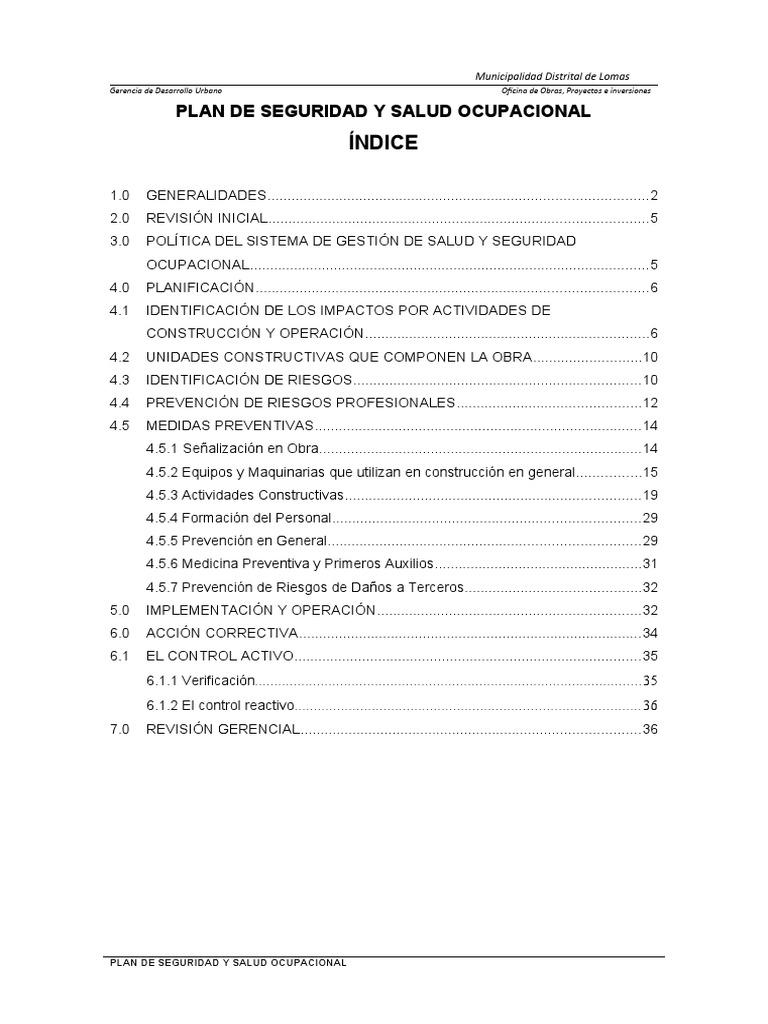 Plan de Seguridad | PDF | Seguridad y salud ocupacional | Planificación