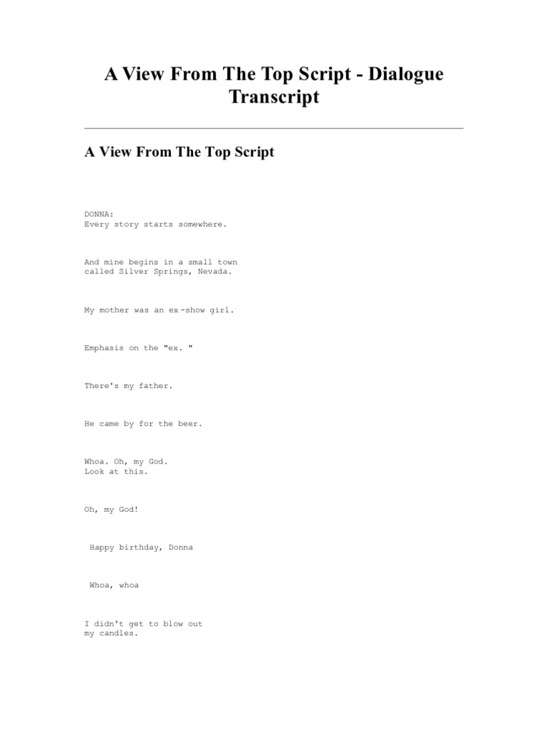 A View From The Top Script | PDF | Laughter | Business