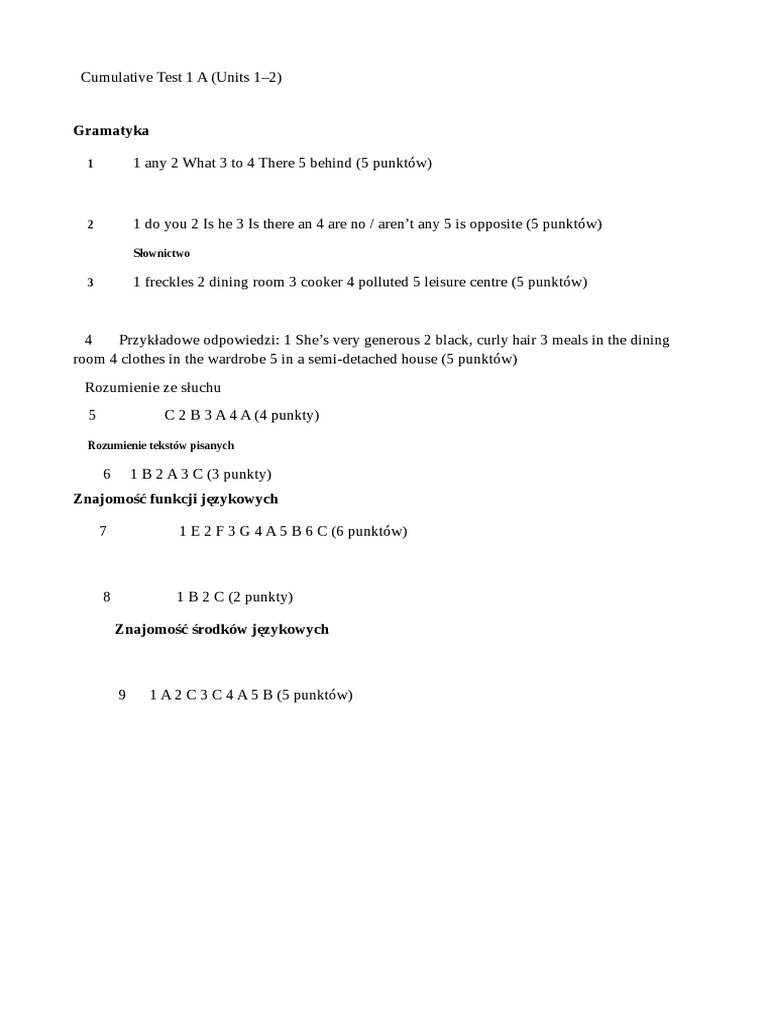 Oxford Repetytorium Culminative Test 1 A I B | PDF