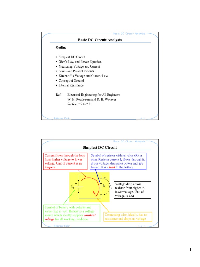 Basic Dc Circuit Analysis Pdf Series And Parallel Circuits Voltage