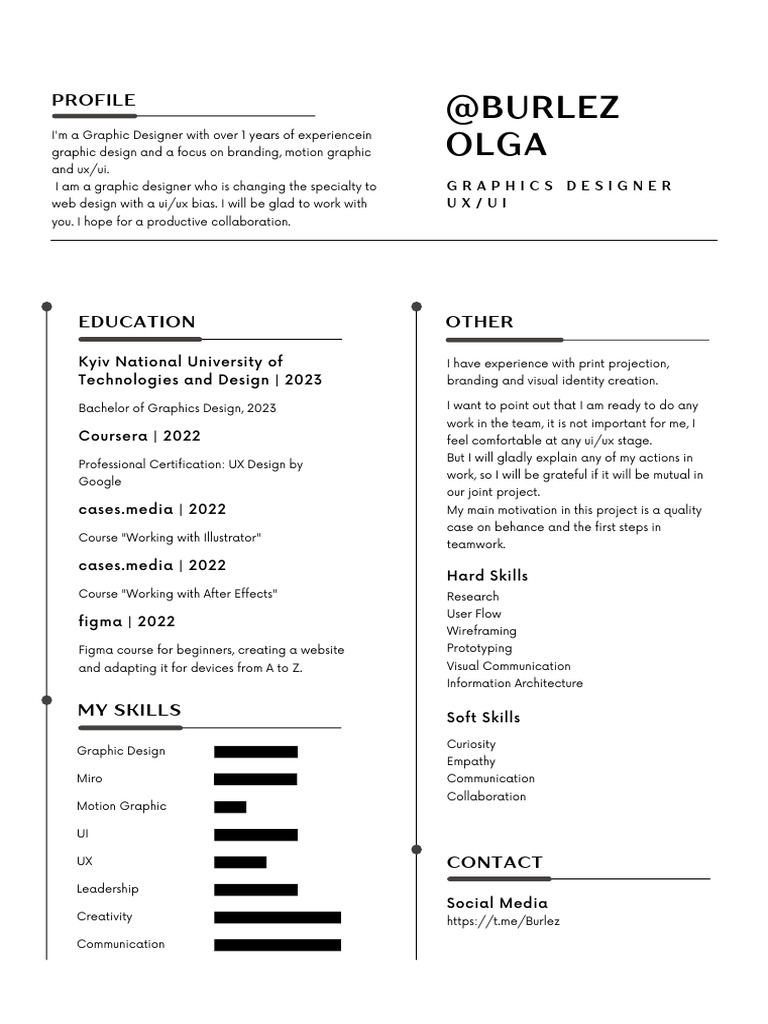 Clean and Minimal Graphic Design Resume CV Template | PDF | Graphic ...