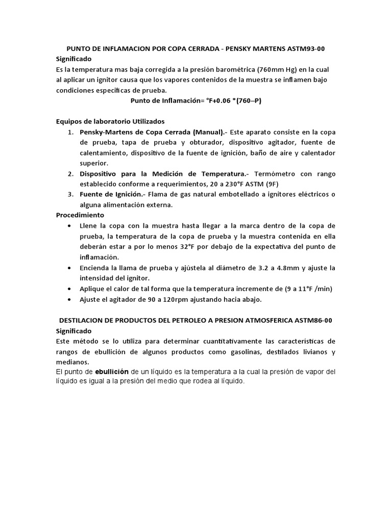 Punto de Inflamacion Por Copa Cerrada | PDF
