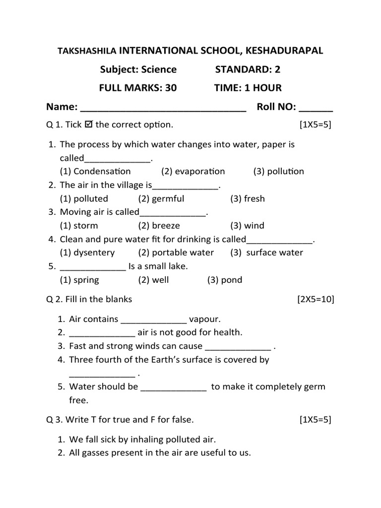 Class 2 Science | Download Free PDF | Water | Wound