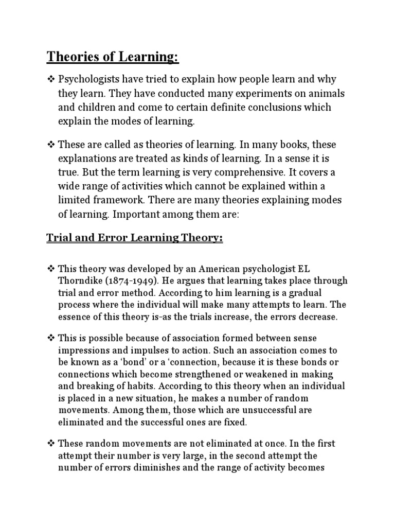Theories of Learning | PDF | Learning | Theory