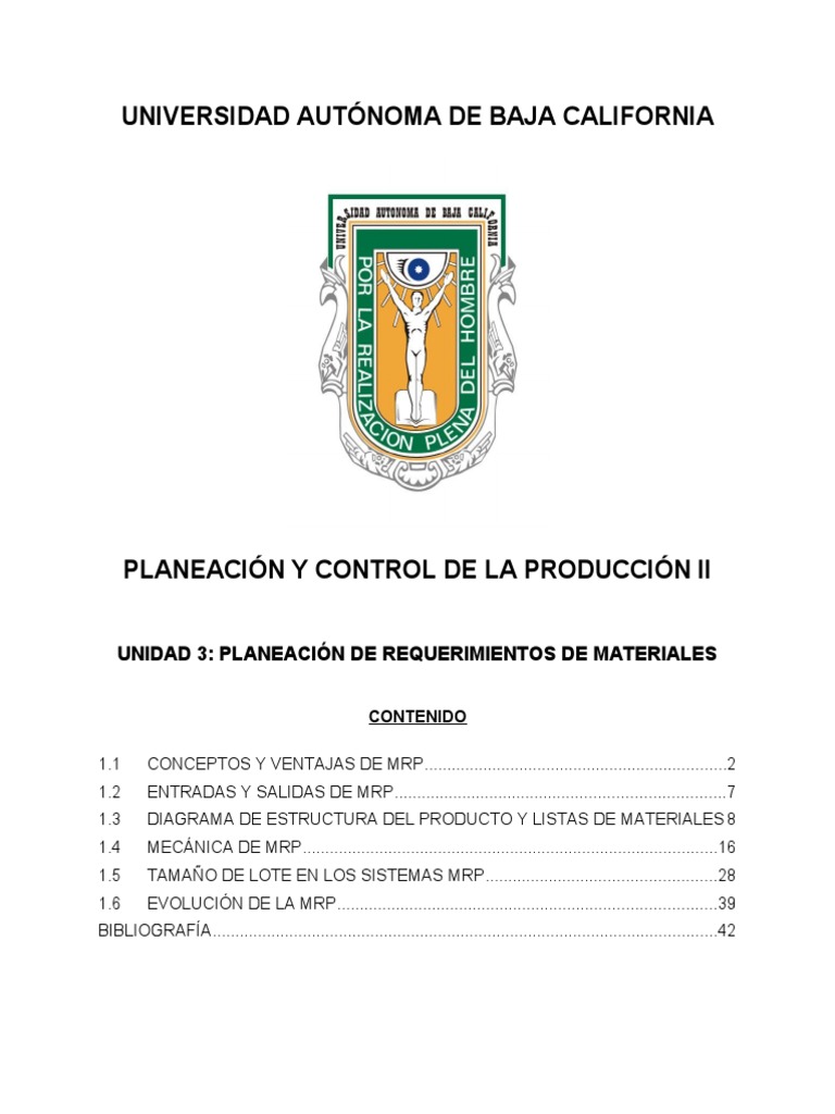 Unidad 3 Planeación de Los Requerimientos de Los Materiales | PDF | Planificación | Inventario