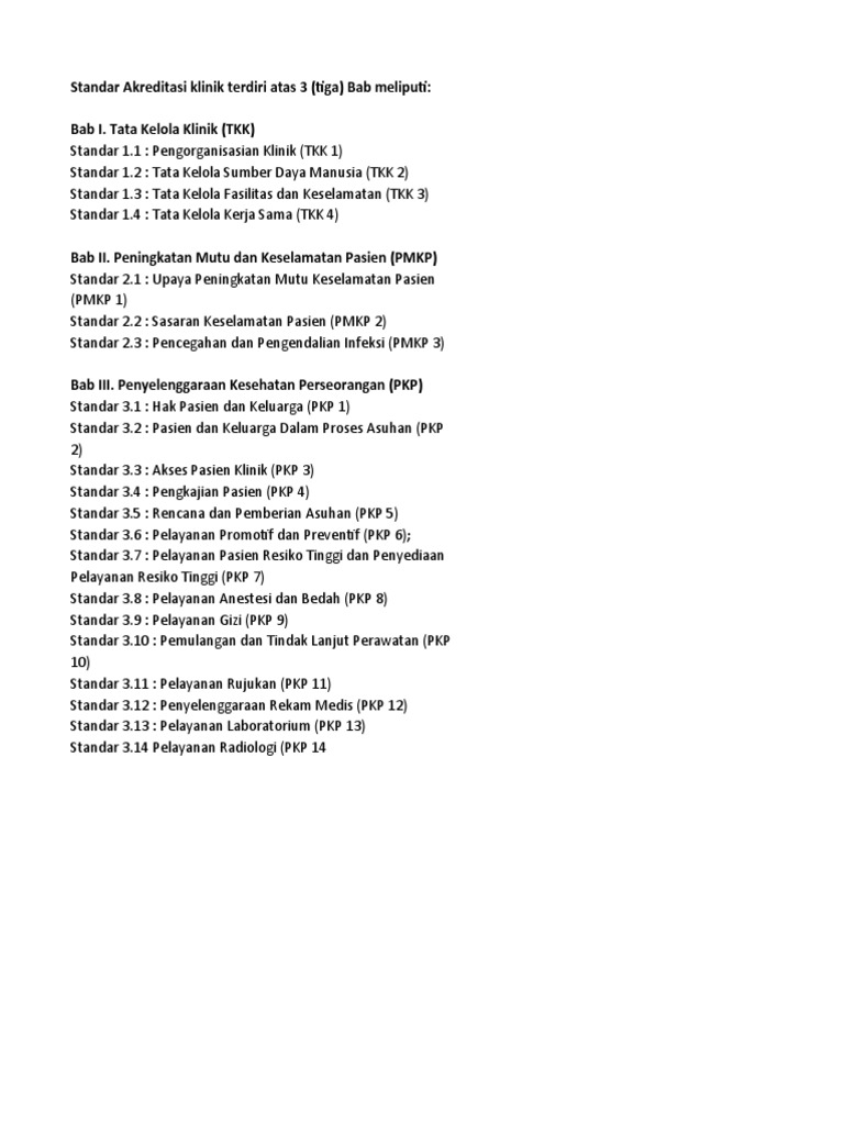 Standar Akreditasi Klinik Pdf