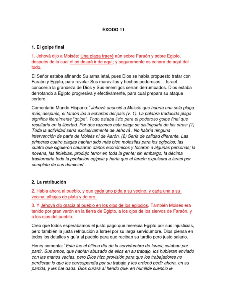 Éxodo 11 - 27jun2020 | PDF | Moisés | Libro del éxodo