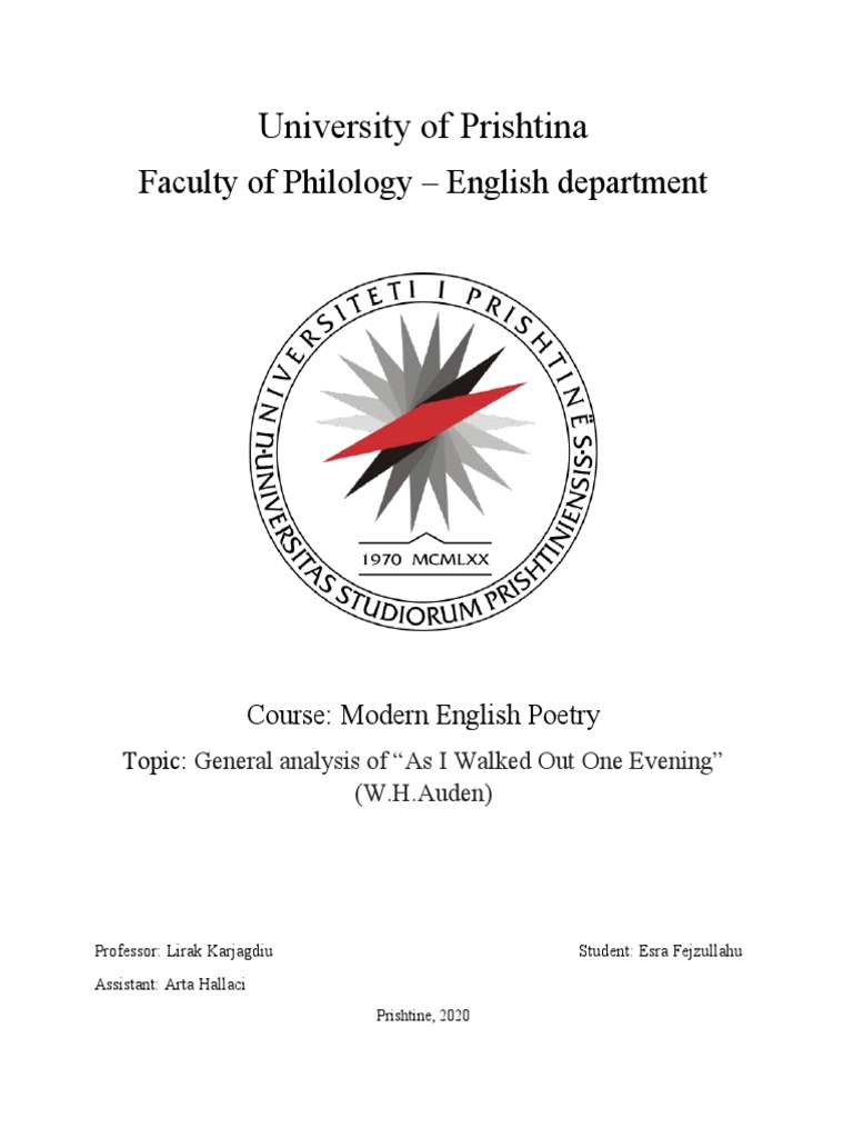 General Analysis of "As I Walked Out One Evening" (W.H.auden) - 2 | PDF ...