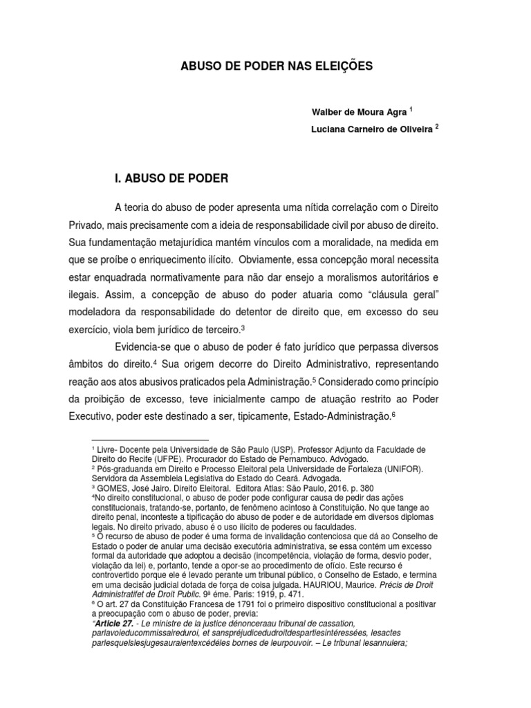 Abuso de Poder - Walber Agra e Luciana Carneiro | PDF | Justiça | Crime ... Abuso de Poder - Walber Agra e Luciana Carneiro | PDF | Justiça | Crime ...