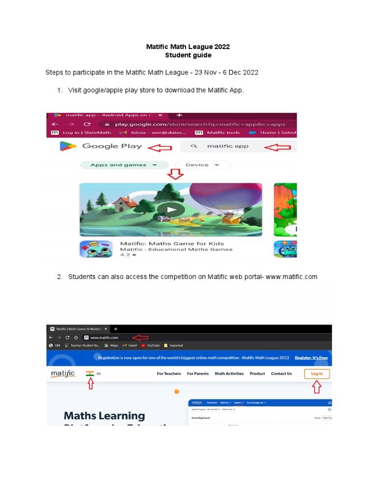 Matific Math League Student Guide | PDF