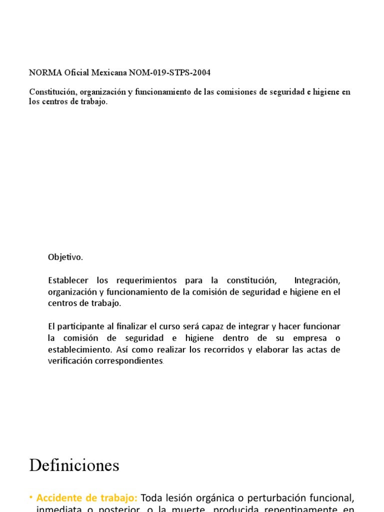 NOM 019 STPS 2004, Constitución, Organización | PDF
