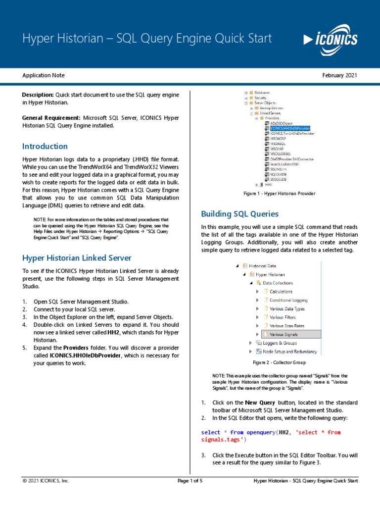 Hyper Historian Sql Query Engine Quick Start Pdf Microsoft Sql Server Sql