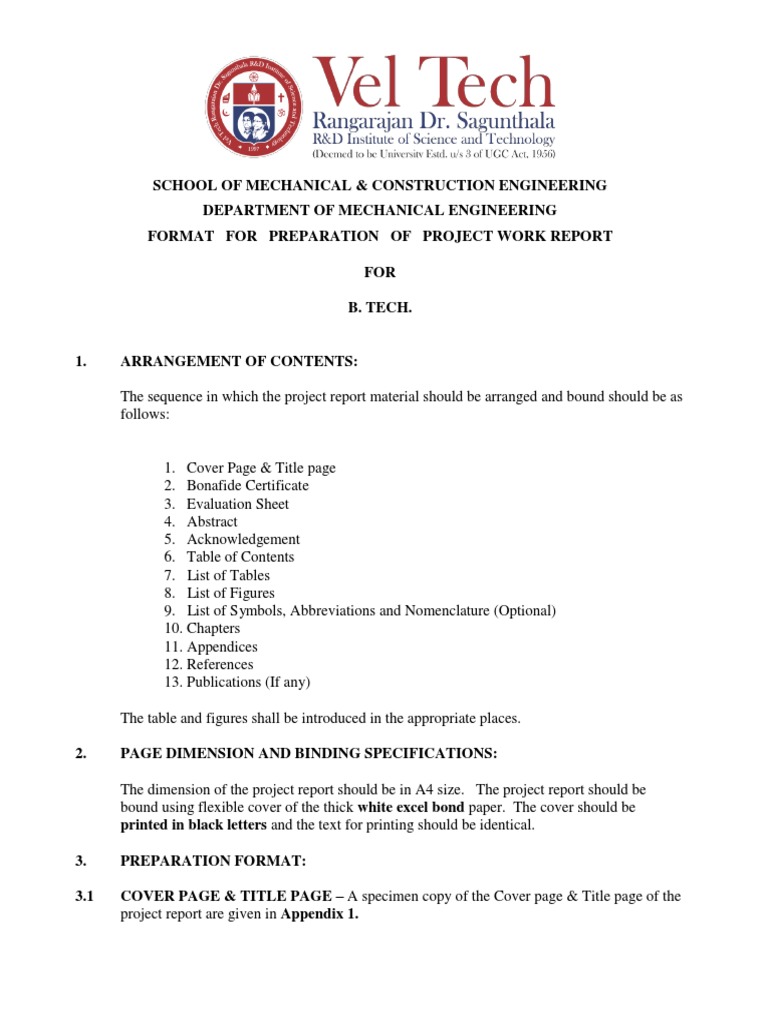 Ug Project Report Format | Download Free PDF | Times New Roman ...