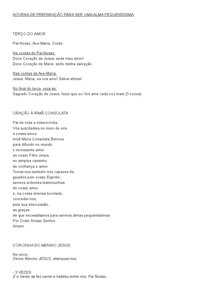 NOVENA PARA ALMA PEQUENÍSSIMA - Quem Reza Se Salva | PDF
