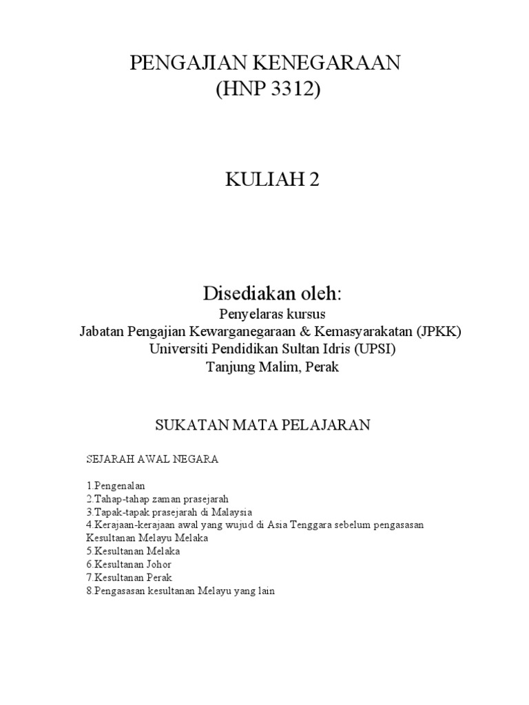 Pengajian Kenegaraan Kuliah 2 | PDF