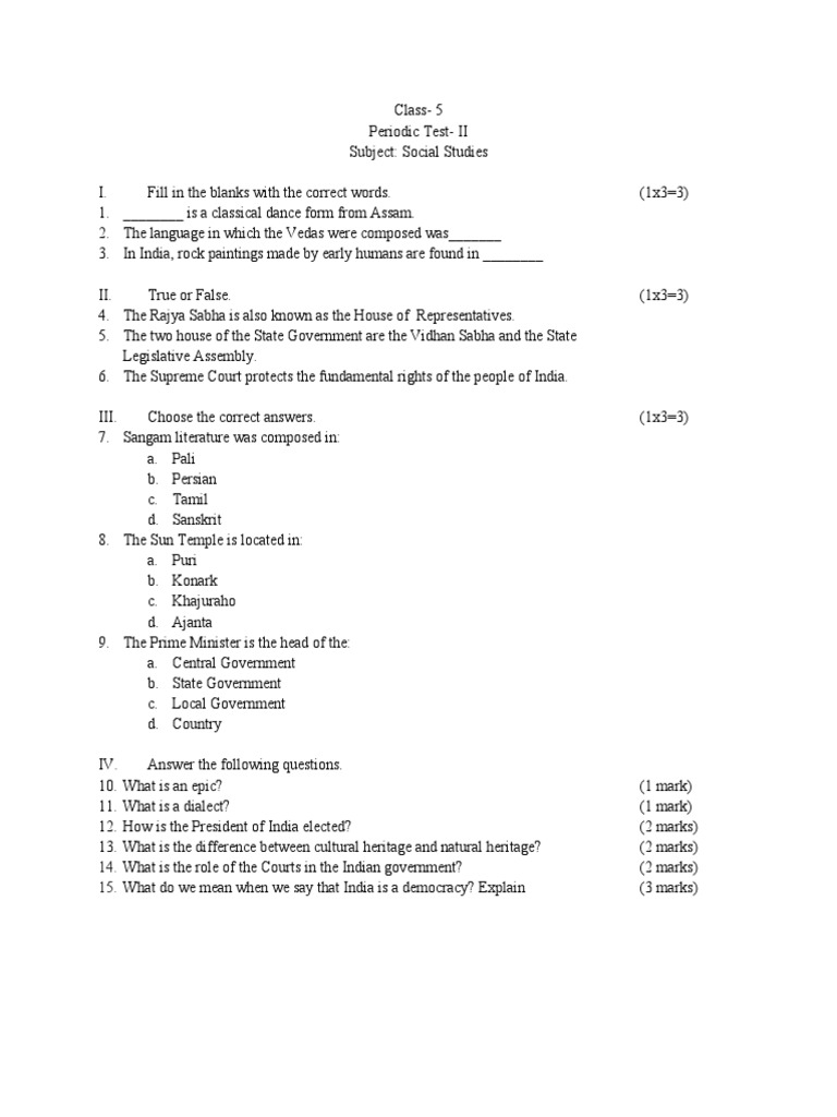 Class - 5 PT 2 Social Studies | PDF