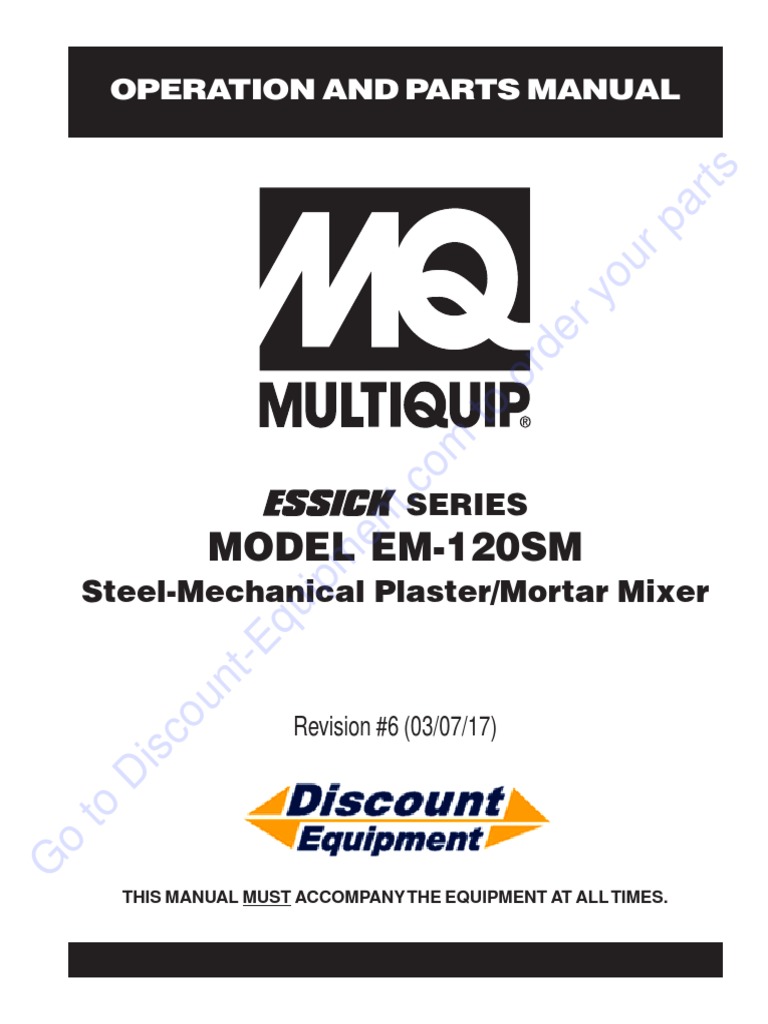 EM-120SM Mixer Operation Manual | PDF | Clutch | Electrical Connector