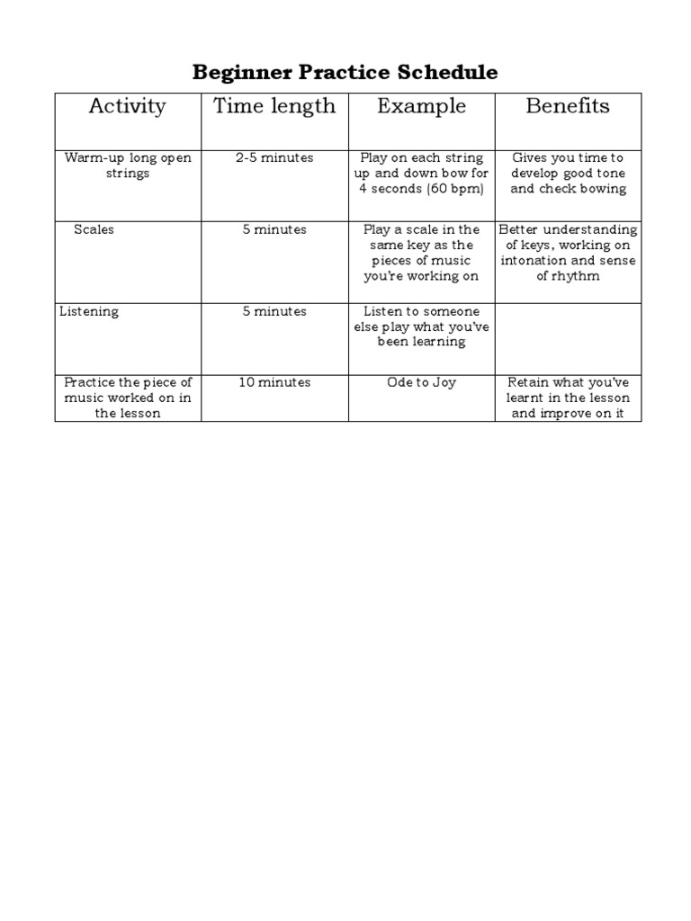 Beginner Practice Schedule | PDF