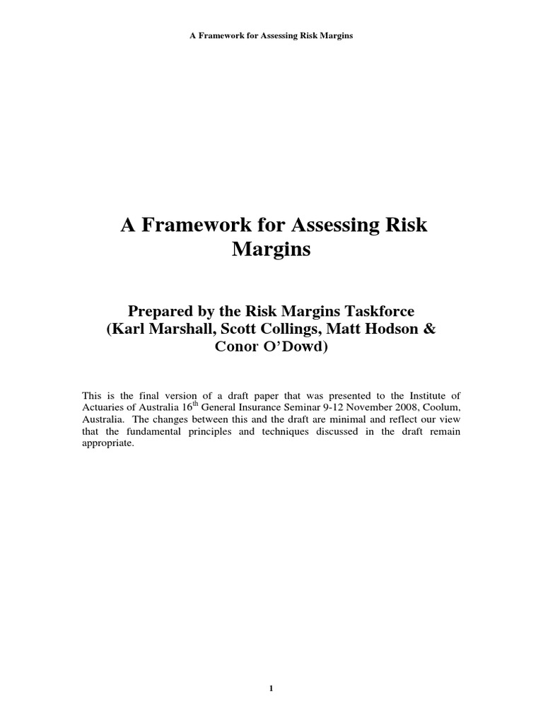 Marshall - Framework For Assessing Risk Margins | PDF | Risk | Systemic ...