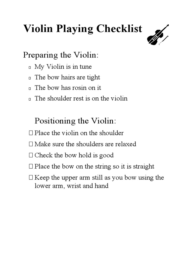 Violin Playing Checklist | PDF | Cooking, Food & Wine | Art