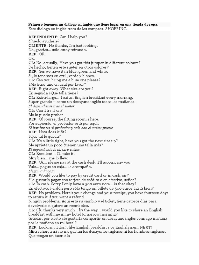 Dialogo 1 Ingles | PDF